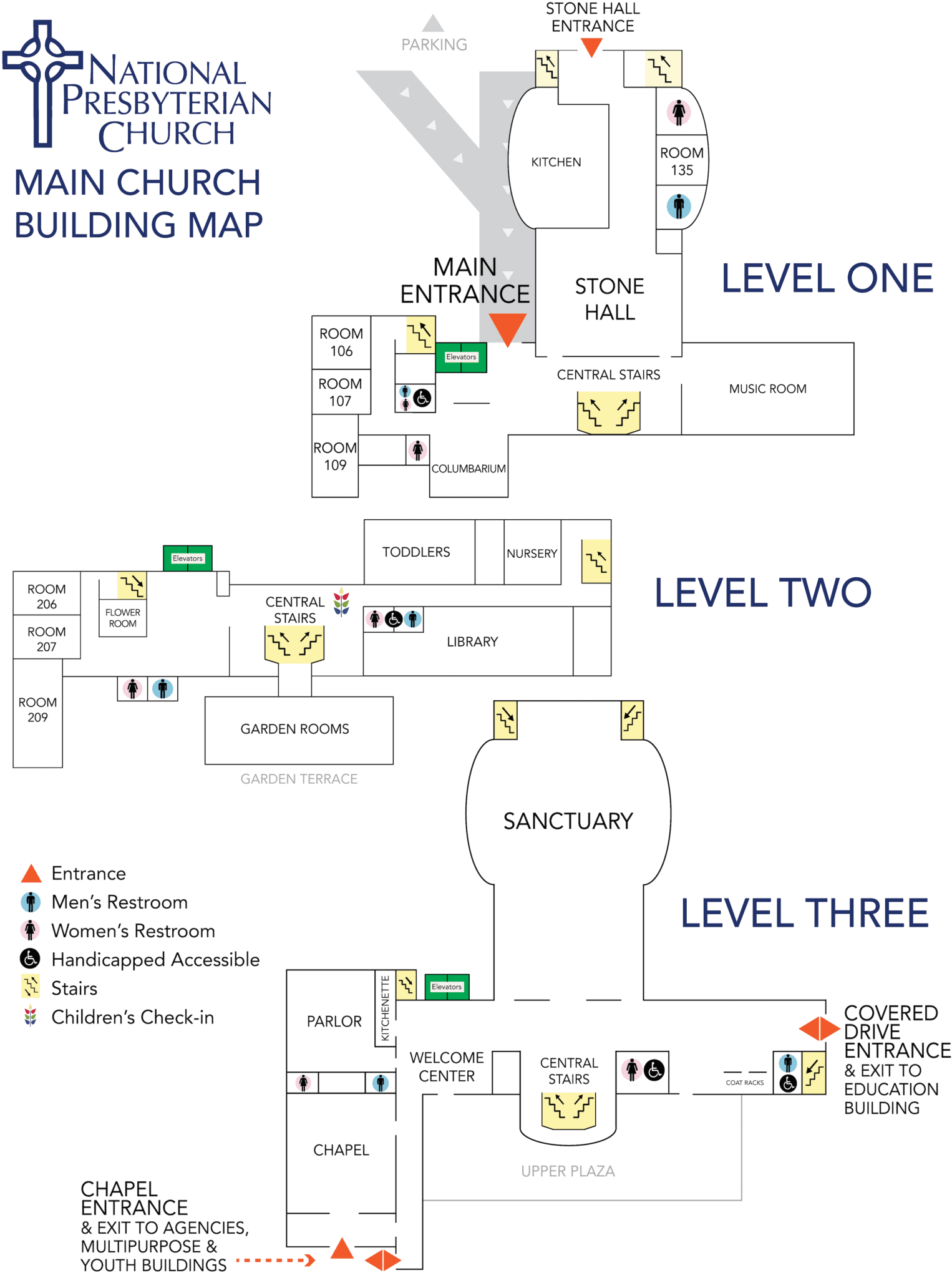 Main Church Building Map - National Presbyterian Church